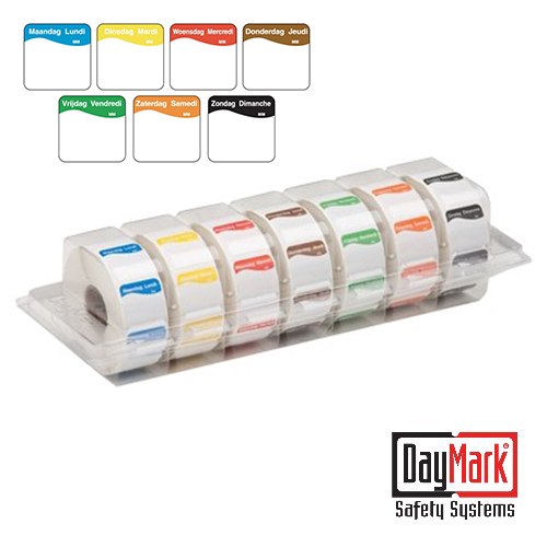 Dispenser met volledig oplosbare 7 dagen van de week stickers met ...